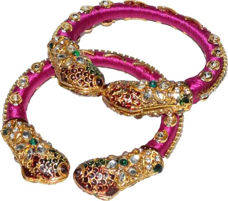 Jewels Kafe Antique Gold Plated Traditional Meenakari Pearl Bangles/Ka